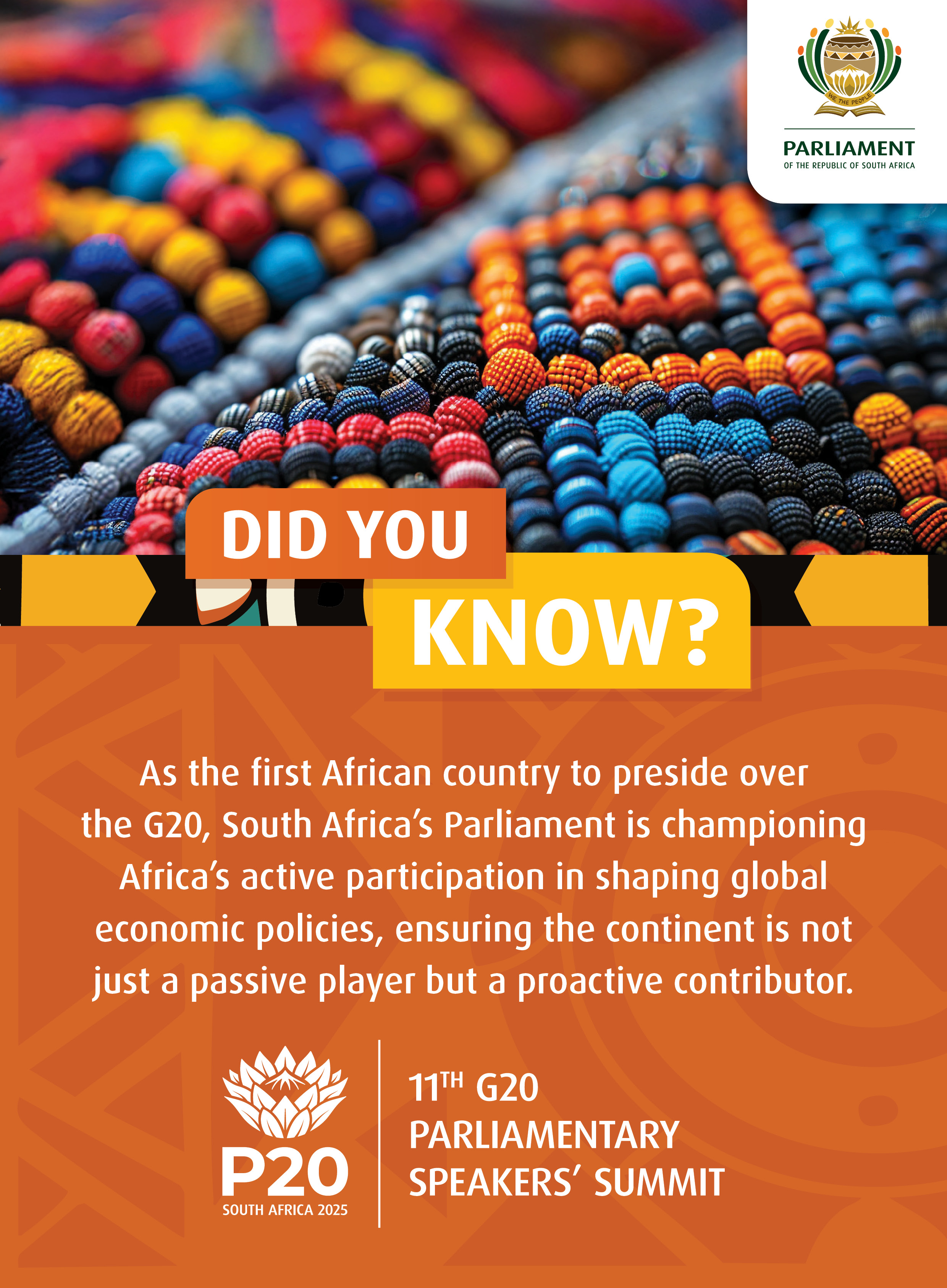 11th G20 Parliamentary Speakers' Summit and Associated Events (P20 ...
